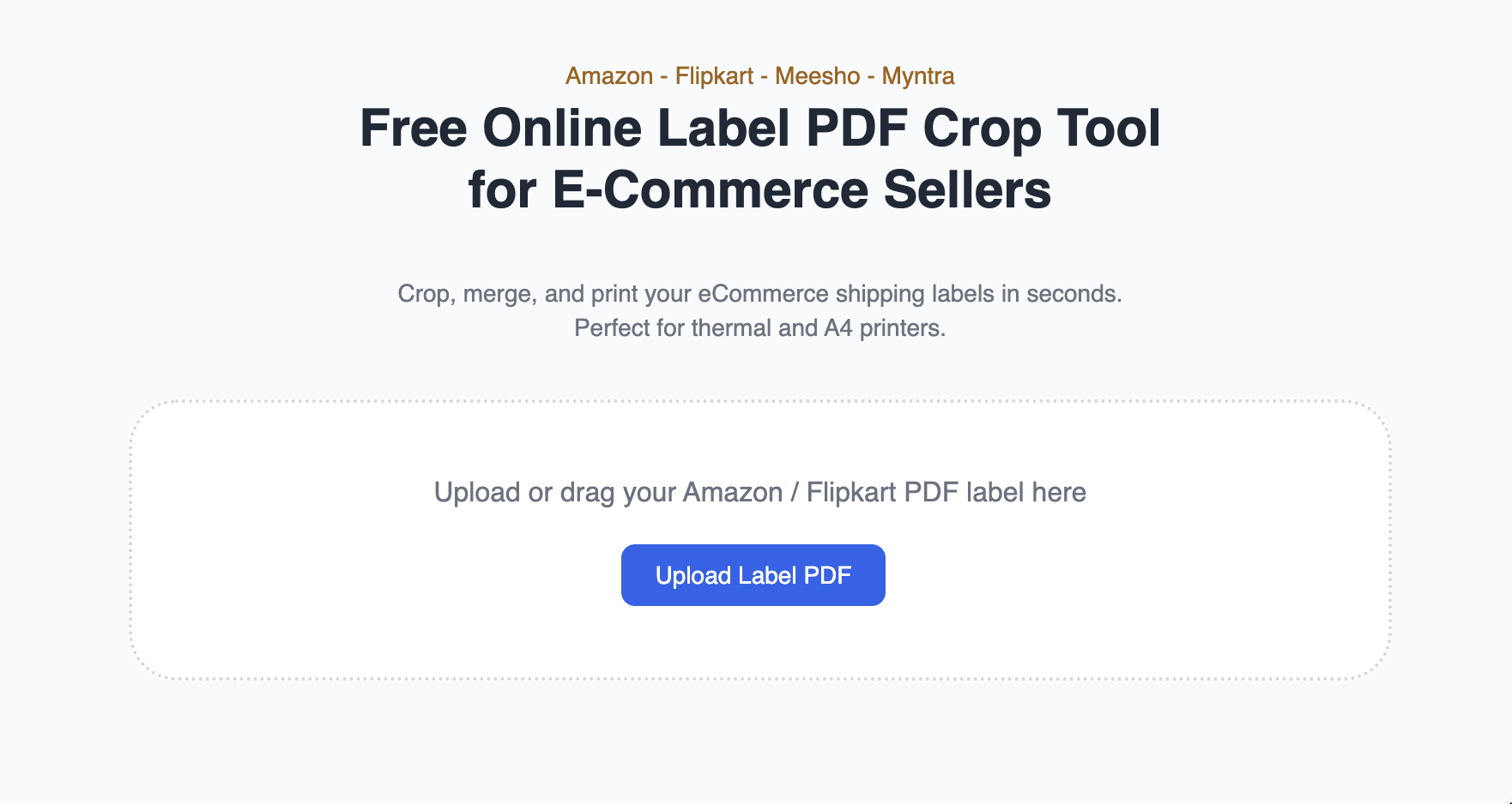 Free Online Label Crop Tool - Amazon, Flipkart, Meesho